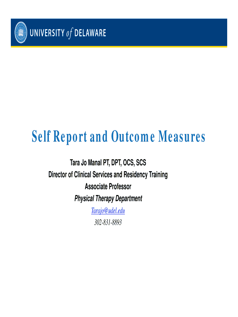 Fillable Online Self Report and Outcome Measures Fax Email Print ...