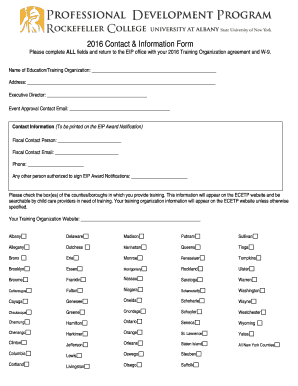 Fillable Online ecetp pdp albany 2016 Contact amp Information Form ...