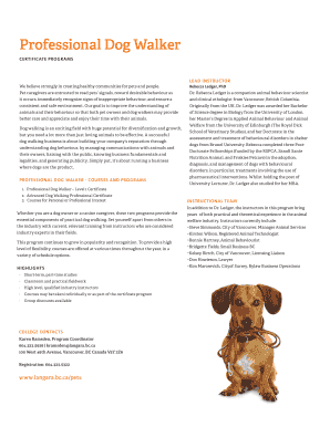 Fillable Online Professional Dog Walker Fax Email Print - pdfFiller