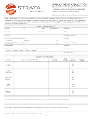 Fillable Online S STRATA EMPLOYMENT APPLICATION Fax Email Print - pdfFiller