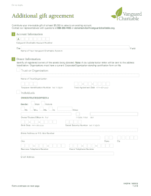 Fillable Online Additional gift agreement - cdnunite529com Fax Email ...