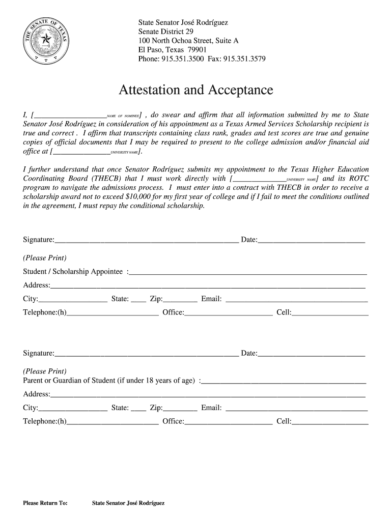 Fillable Online Attestation and Acceptance Form Fax Email Print - pdfFiller
