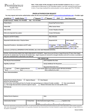 Fillable Online 1 PRIOR AUTHORIZATION FORM - Prominence Health Plan Fax ...