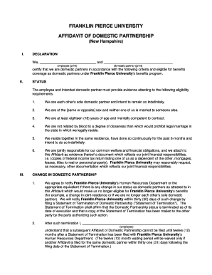 Fillable Online eraven franklinpierce FRANKLIN PIERCE UNIVERSITY AFFIDAVIT OF DOMESTIC - eraven ...