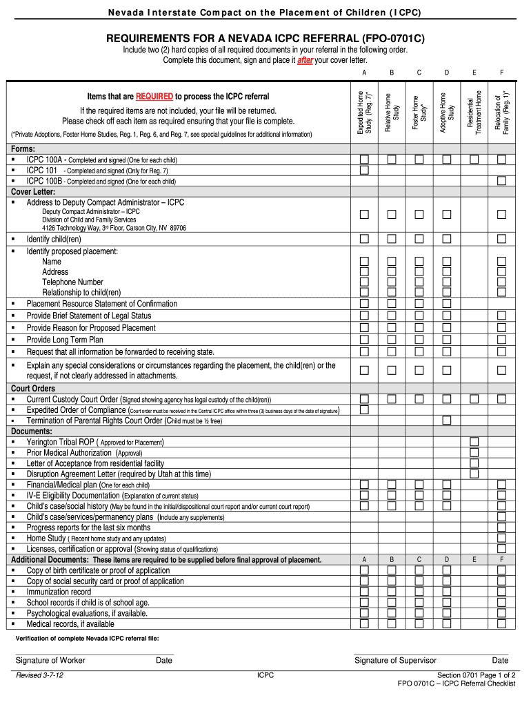 Fillable Online Interstate Compact for the Placement of Children (ICPC ...