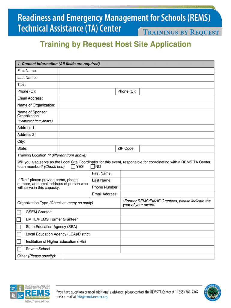 Fillable Online rems ed Training by Request Application 022615 - REMS ...