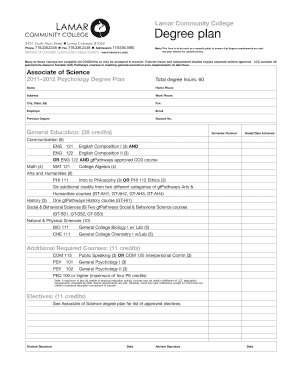 Fillable Online lamarcc Lamar Community College Degree plan Fax Email ...