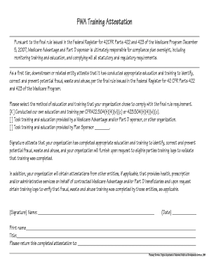 Fillable Online FWA Training Attestation - piedmontcsborg Fax Email ...