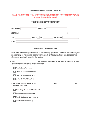 Fillable Online acrf Resource Family Orientation - acrforg Fax Email ...