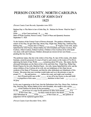 Fillable Online PERSON COUNTY NORTH CAROLINA - NCGenWeb Project Fax ...