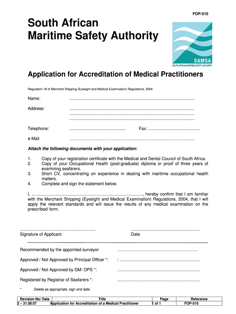 Fillable Online samsa org Application for Accreditation of Medical ...