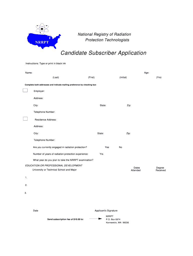 Fillable Online Candidate Subscriber Application Fax Email Print - pdfFiller