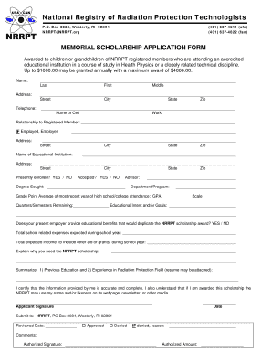 Fillable Online MEMORIAL SCHOLARSHIP APPLICATION FORM Fax Email Print - pdfFiller