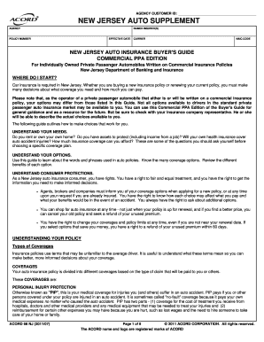 Fillable Online NEW JERSEY AUTO SUPPLEMENT - Free Forms Fax Email Print ...