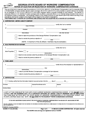 Fillable Online GEORGIA STATE BOARD OF WORKERS COMPENSATION NOTICE OF ...