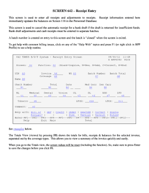 Fillable Online SCREEN 642 Receipt Entry - Texas AM University System ...