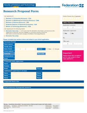 Fillable Online Research Proposal Form - federationeduau Fax Email ...