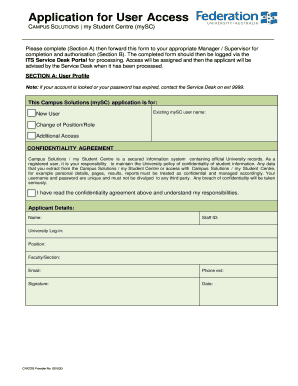 Fillable Online Application for User Access - Federation Generation Fax ...