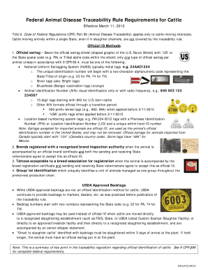 Fillable Online Federal Animal Disease Traceability Rule Requirements ...