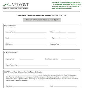 Fillable Online LARGE FARM OPERATION PERMIT PROGRAM 6 VSA SECTION 215 ...