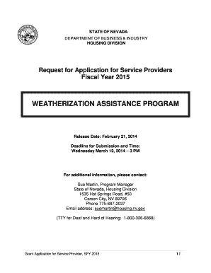 Fillable Online WEATHERIZATION ASSISTANCE PROGRAM - Nevada Fax Email ...