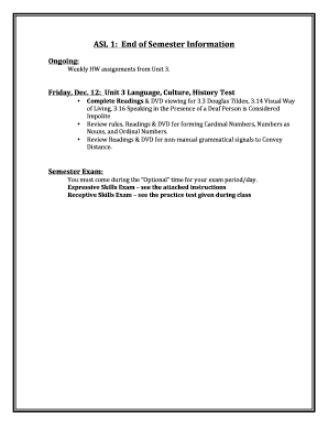 Fillable Online bexleyschools ASL 1 End of Semester Information ...