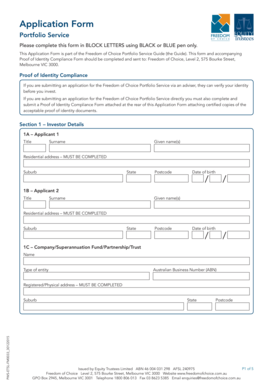 Fillable Online This Application Form is part of the Freedom of Choice Portfolio Service Guide ...