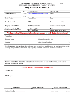 Fillable Online orf od nih Variance Form 2013 508 Variance Form Fax ...