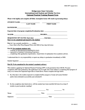 Fillable Online ISSS OPT request form Fax Email Print - pdfFiller