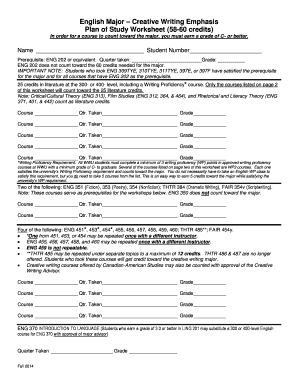 Fillable Online chss wwu English Major Creative Writing Emphasis Plan of Study Fax Email Print ...