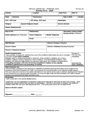Fillable Online theaircadets OFFICIAL (SENSITIVE) PERSONAL DATA Fax ...