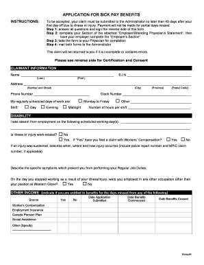 Fillable Online APPLICATION FOR SICK PAY BENEFITS Fax Email Print ...