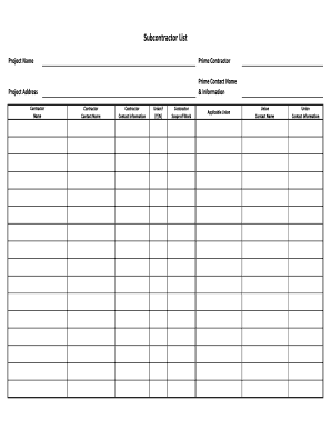 Fillable Online bca lacity Subcontractor List - Los Angeles Fax Email ...
