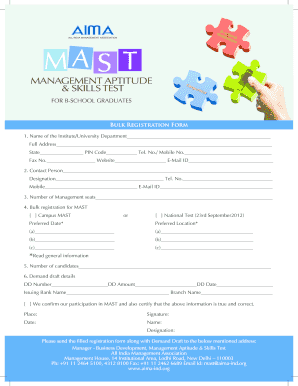 Fillable Online Bulk Registration Form - AIMA Fax Email Print - pdfFiller