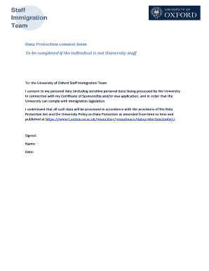 Fillable Online admin ox ac Data Protection consent form To be ...