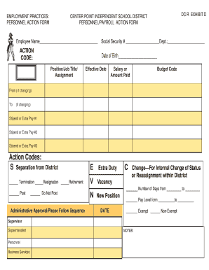 Fillable Online DC R EXHIBIT D PAF - CPISD Fax Email Print - pdfFiller