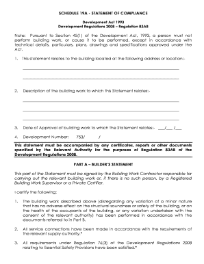 Fillable Online SCHEDULE 19A - STATEMENT OF COMPLIANCE Fax Email Print ...