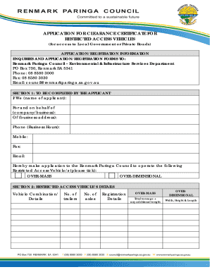 Fillable Online APPLICATION FOR CLEARANCE CERTIFICATE FOR RESTRICTED ...