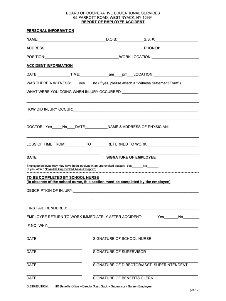 Fillable Online WC - REPORT OF EMPLOYEE ACCIDENT FORM Fax Email Print ...