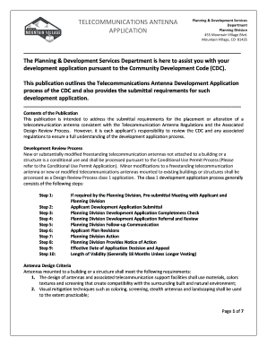 Fillable Online TELECOMMUNICATIONS ANTENNA Planning amp Development Services Fax Email Print ...
