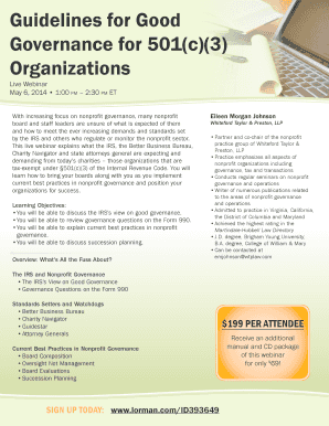 Fillable Online Guidelines for Good Governance for 501c3 Organizations ...