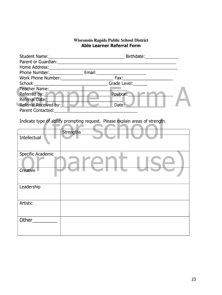 Fillable Online Home Address Sample Form A for school or parent use Fax ...