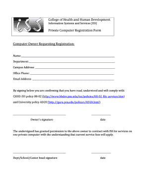 Fillable Online hhd psu Private Computer Registration Form Computer ...