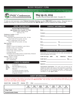 Fillable Online BLOCK REQUEST FORM - PNEC Conferences Fax Email Print ...