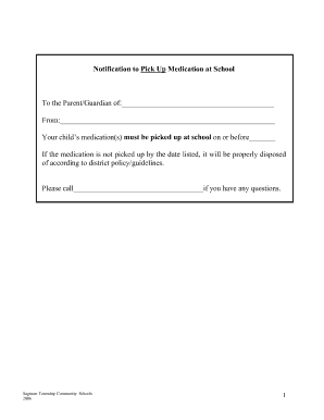 Fillable Online Medication Pickup Form - Cyberschool Fax Email Print ...