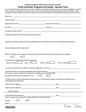 Fillable Online daf csulb Youth Activities Programs and Camps - Sponsor ...