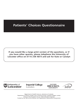 Fillable Online Patients Choices Questionnaire Fax Email Print - pdfFiller