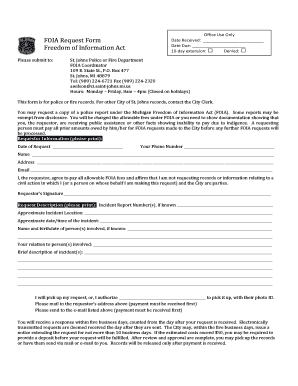 Fillable Online PD FOIA Request Form NEW - St Johns City Fax Email ...