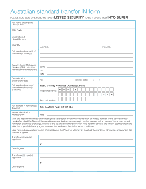 Fillable Online Super Pension Listed Securities Australian Standard Fax ...