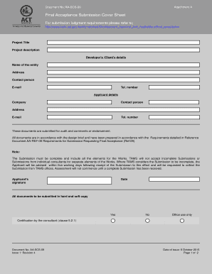 Fillable Online Final Acceptance Submission Cover Sheet Fax Email Print ...